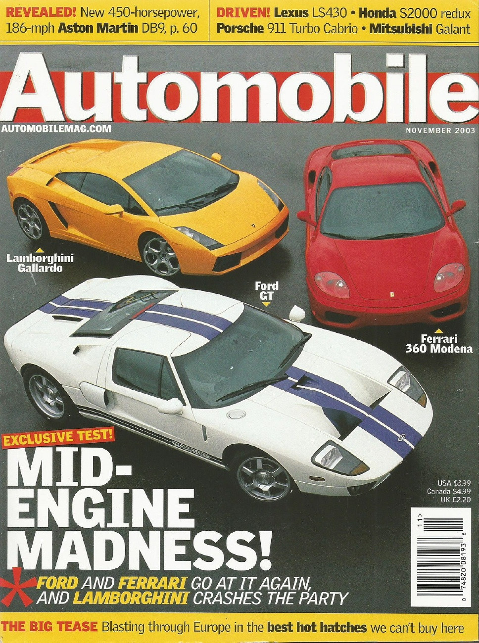 AUTOMOBILE 2003 NOV - HIGH SPEED SHOOTOUT, DB9, S2000 - 2000-2009 - JIM ...