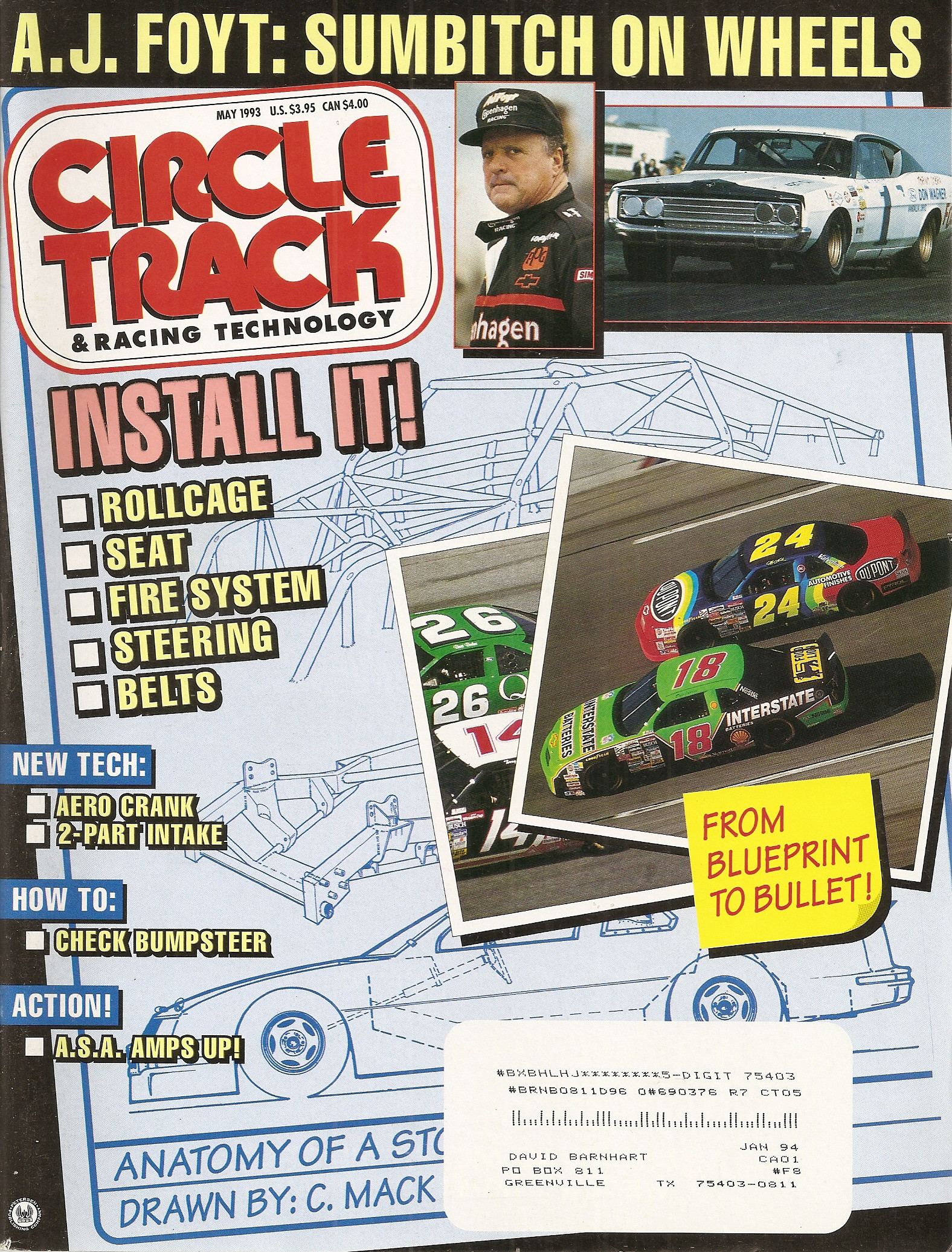 CIRCLE TRACK 1993 MAY - INTERNAL AERODYNAMICS, AJ FOYT Spcl, HERB ADAMS ...