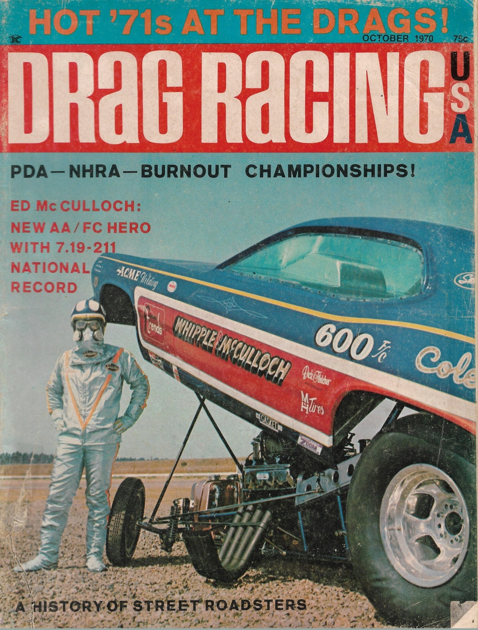 DRAG RACING USA 1970 OCT - ED MCCULLOCH, HIST OF STREET ROADSTERS, LA ...