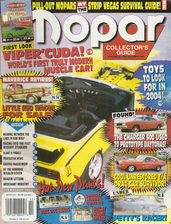 MOPAR COLLECTORS GUIDE 2004 FEB - PETTY 71 ROAD RUNNER,CHARGER 500 ...