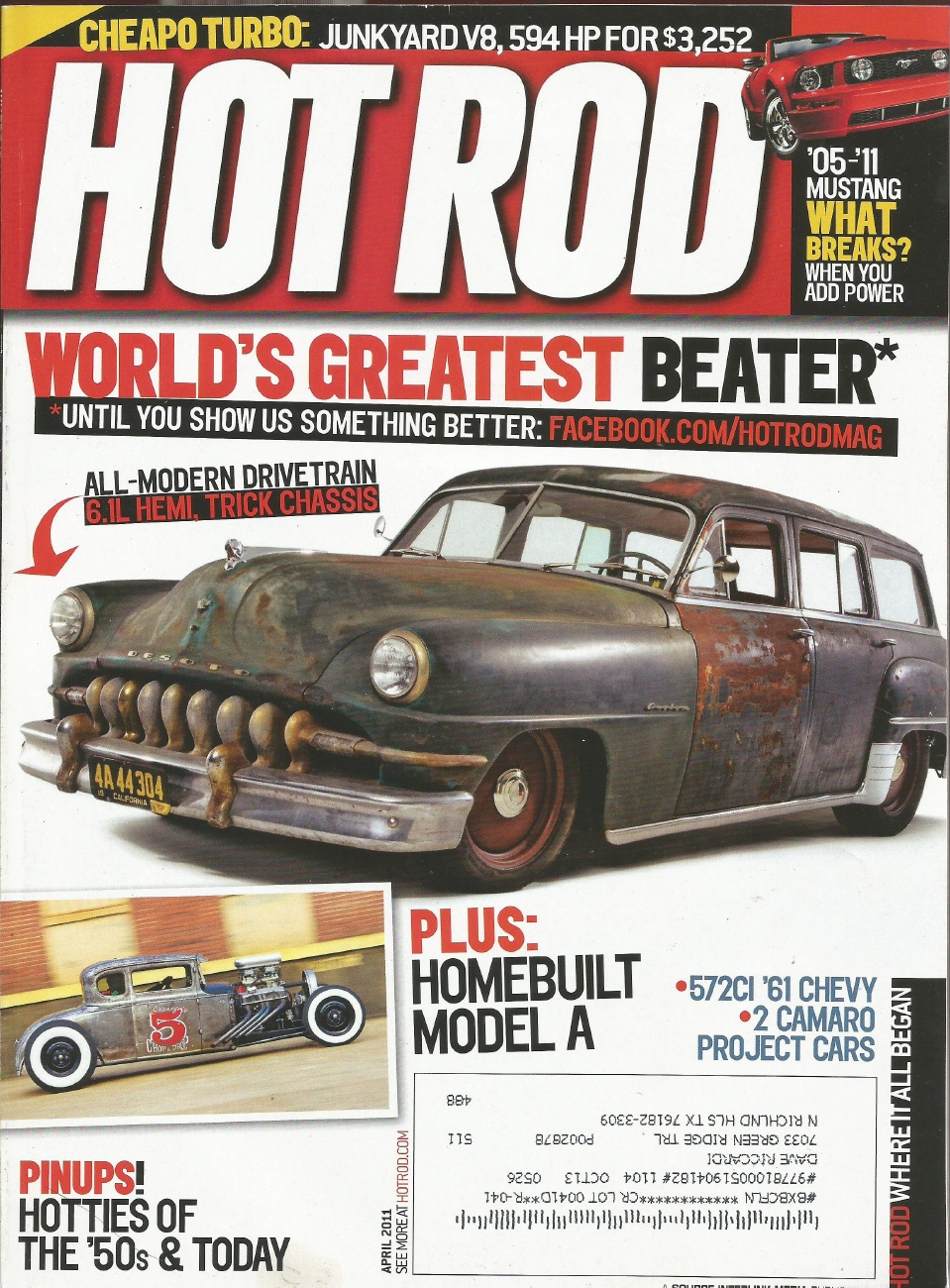 HOT ROD 2011 APR - HEMI-POWERED BEATER, HOT ROD GIRLS, RON FOURNIER ...